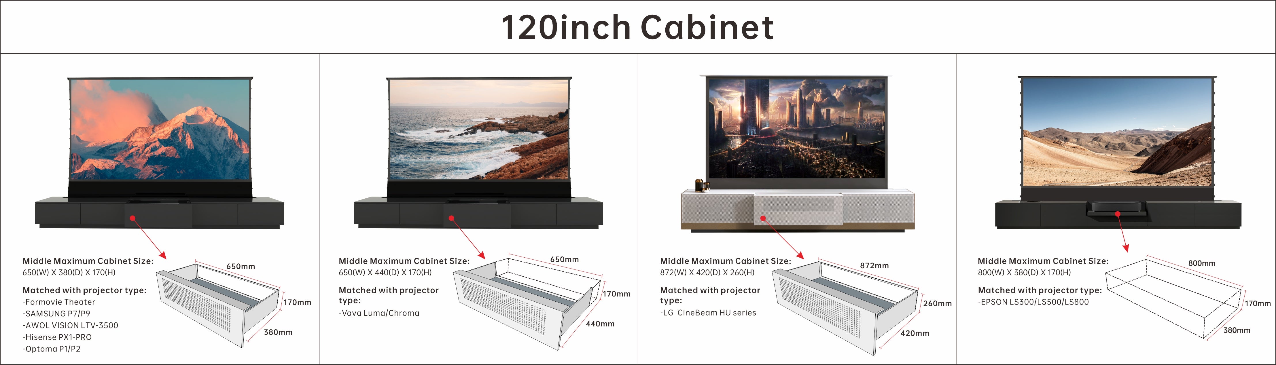 VIVIDSTORM Motorised Laser TV Cabinet Monte Carlo